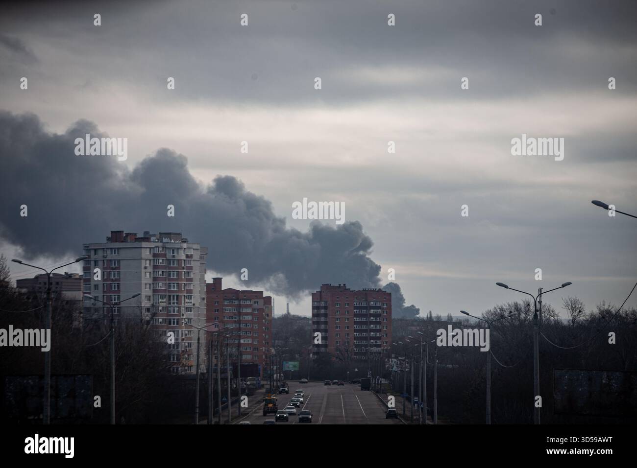 November 14, 2025, Sumy, Sumy, Ukraine: Column of smoke from a Russian ...