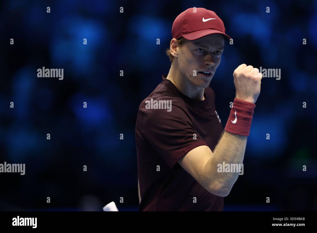 Jannik Sinner of Italy celebrates during the Round Robin singles match ...