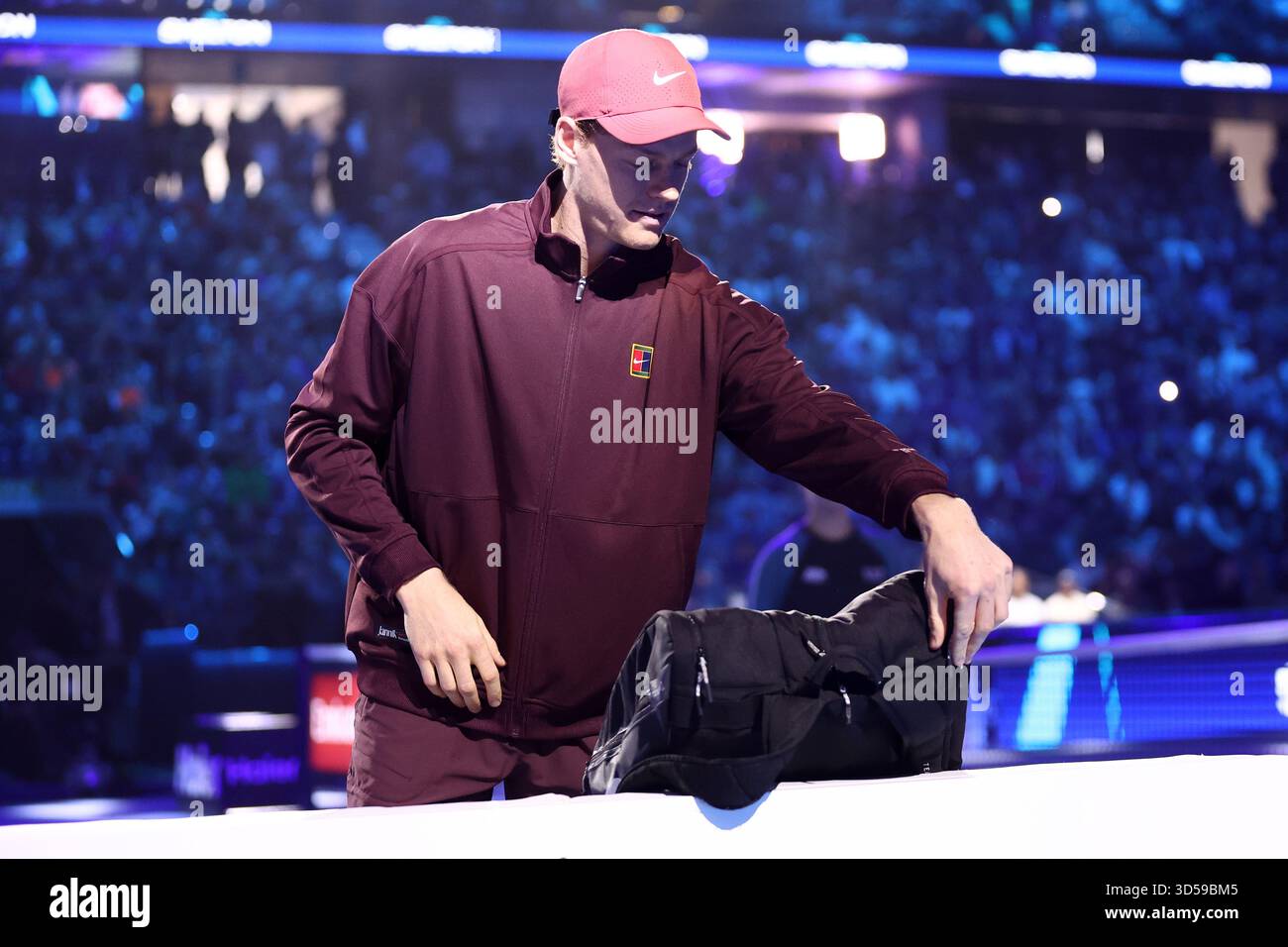 Jannik Sinner of Italy looks on during the Round Robin singles match ...