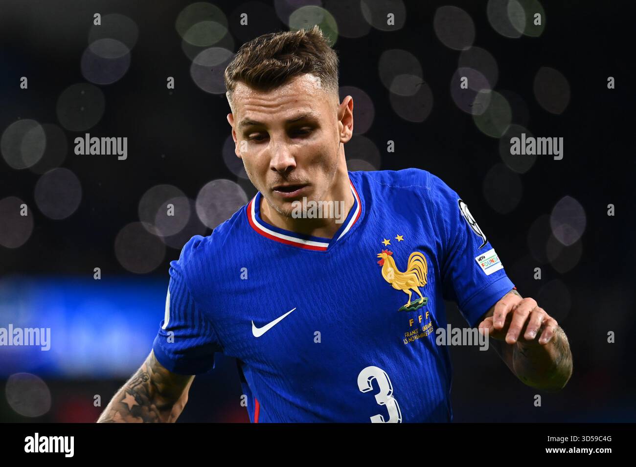 Lucas Digne (D) during the 2026 World Cup qualifying football match between France and Ukraine ...