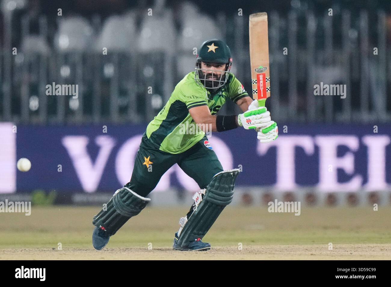 Pakistan's Mohammad Rizwan plays a shot during the second one day ...