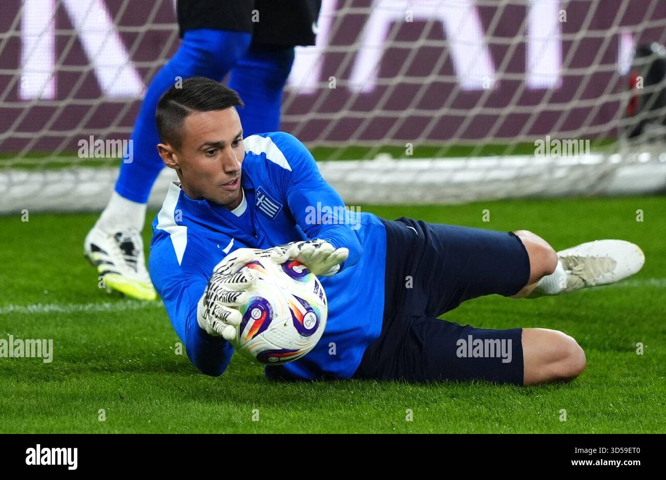 Greece goalkeeper Odysseas Vlachodimos during a training session at the ...