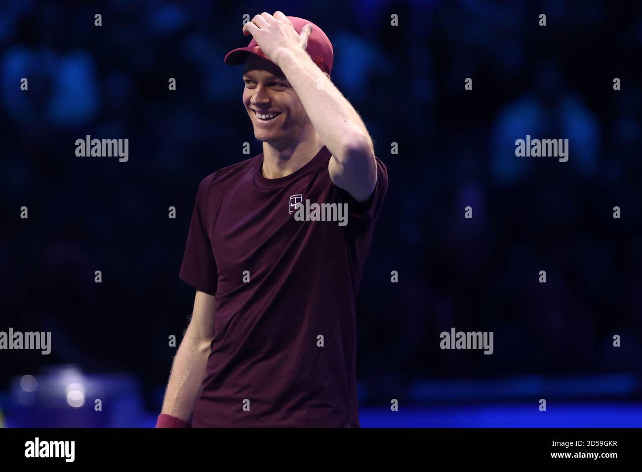 Jannik Sinner of Italy looks on during the Round Robin singles match ...
