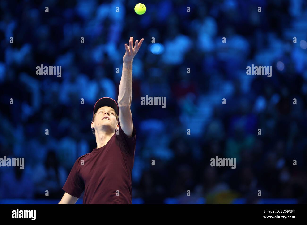 Jannik Sinner of Italy in action during the Round Robin singles match ...