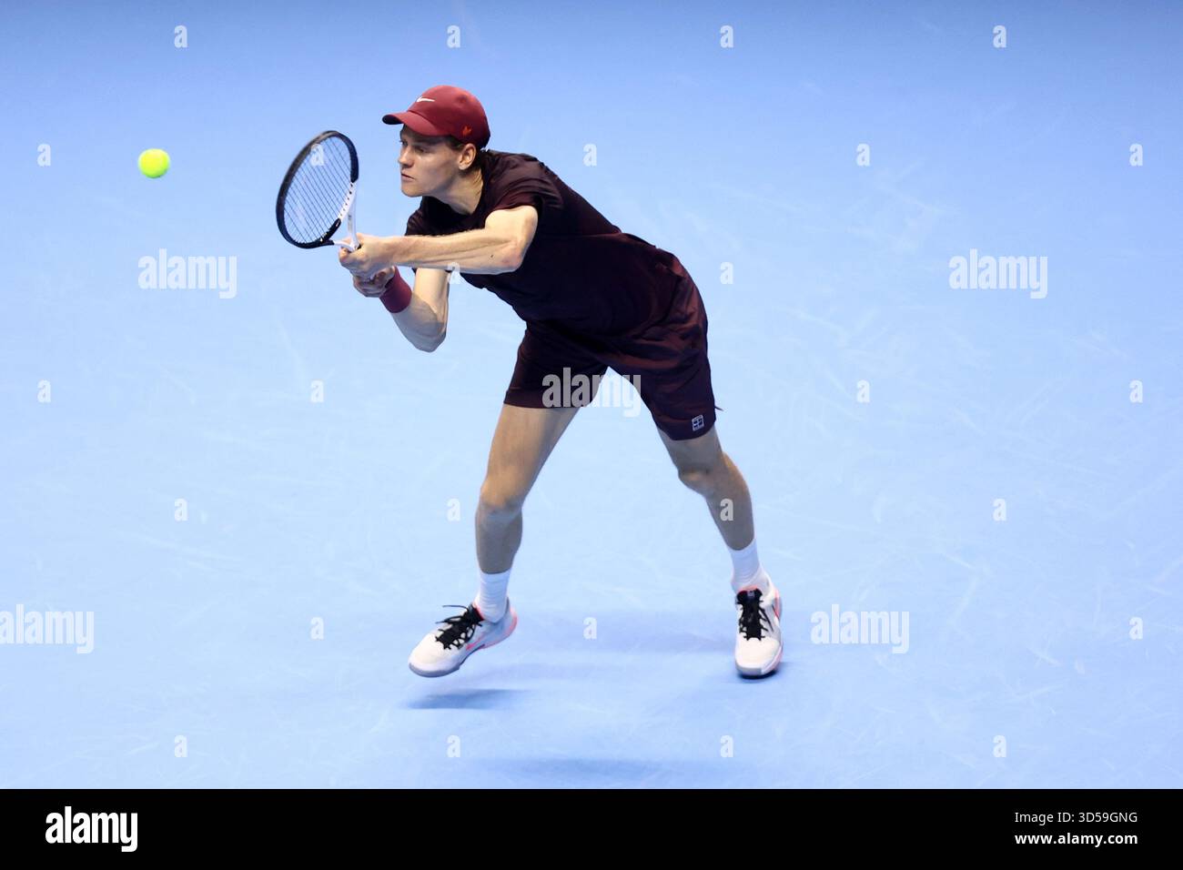 Jannik Sinner of Italy in action during the Round Robin singles match ...