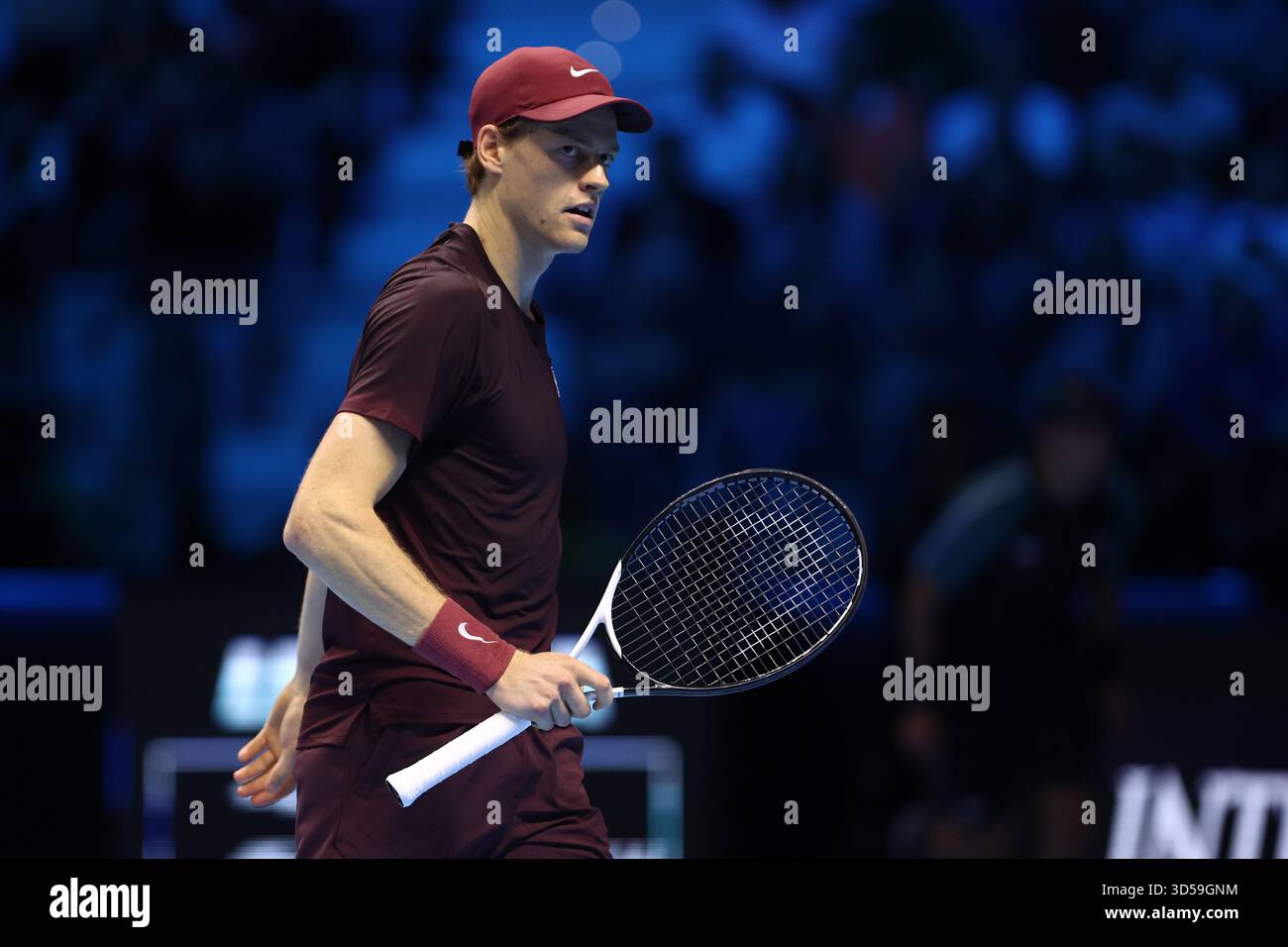 Jannik Sinner of Italy looks on during the Round Robin singles match ...
