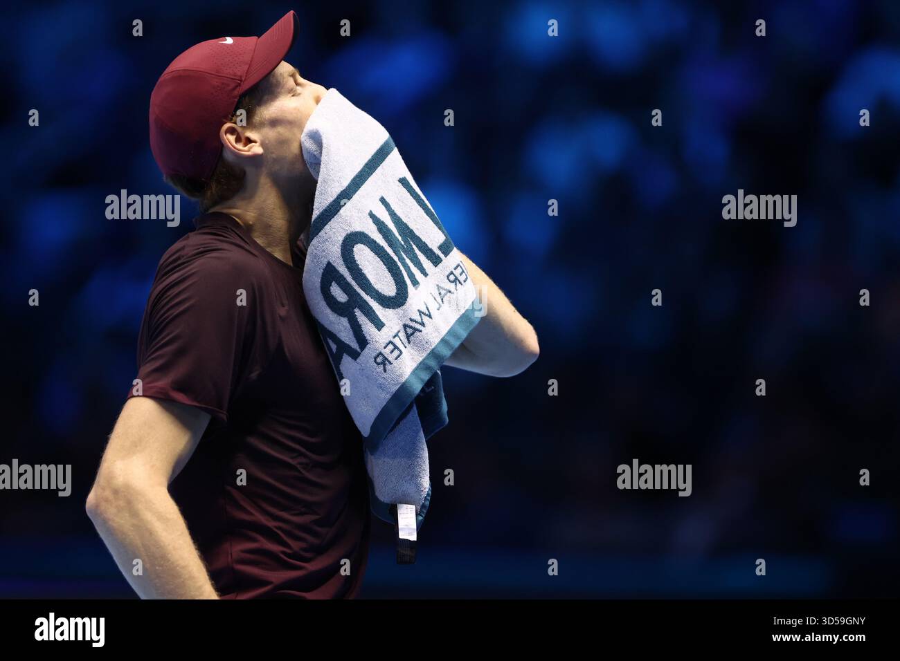 Jannik Sinner of Italy looks dejected during the Round Robin singles ...