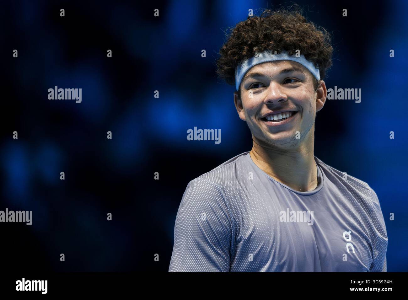 Ben Shelton of USA smiles during his round robin singles match against ...