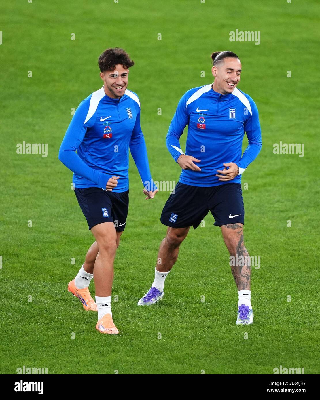 Greece's Charalampos Kostoulas (left) and Konstantinos Tsimikas during ...