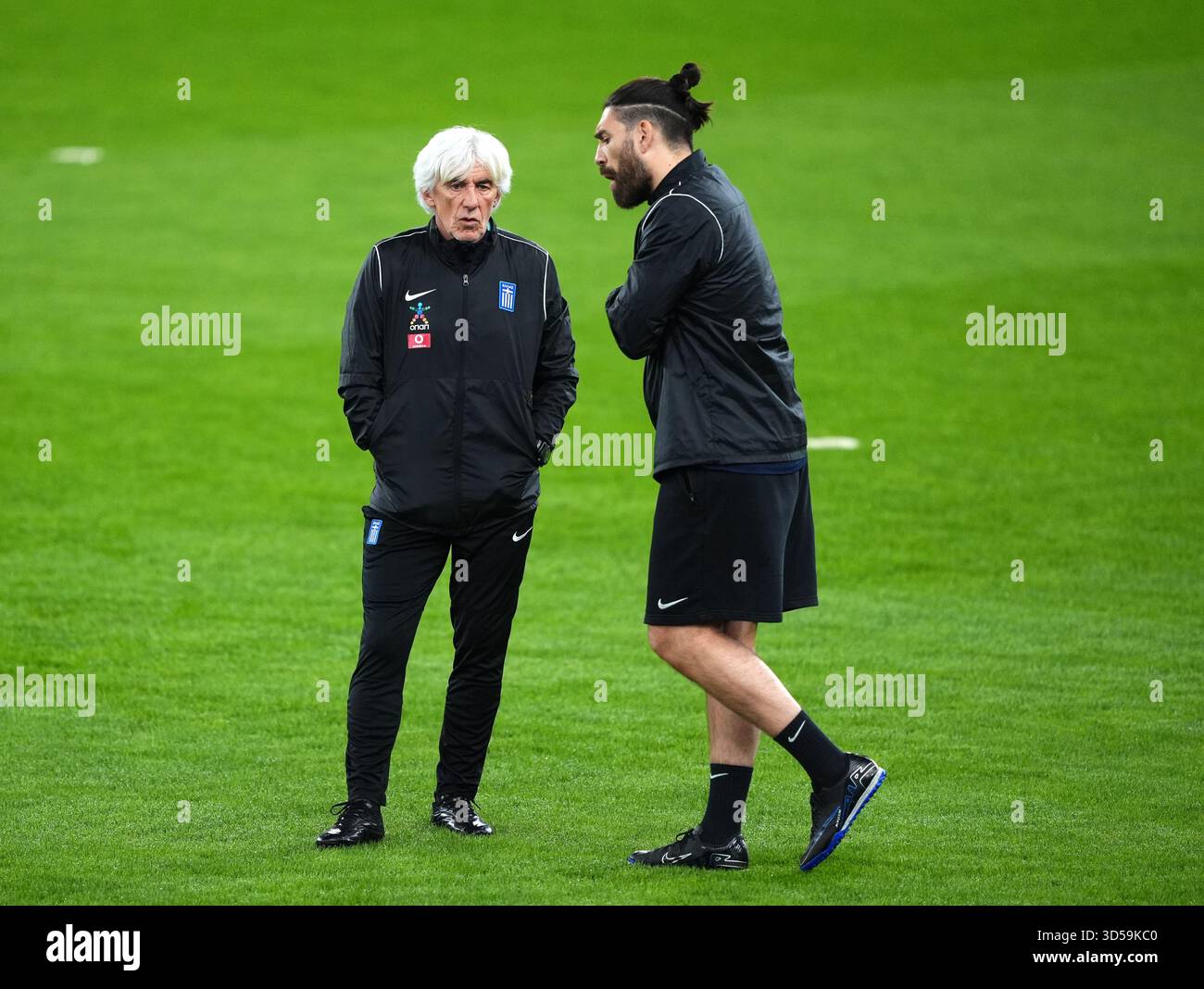 Greece manager Ivan Jovanovic (left) during a training session at the ...