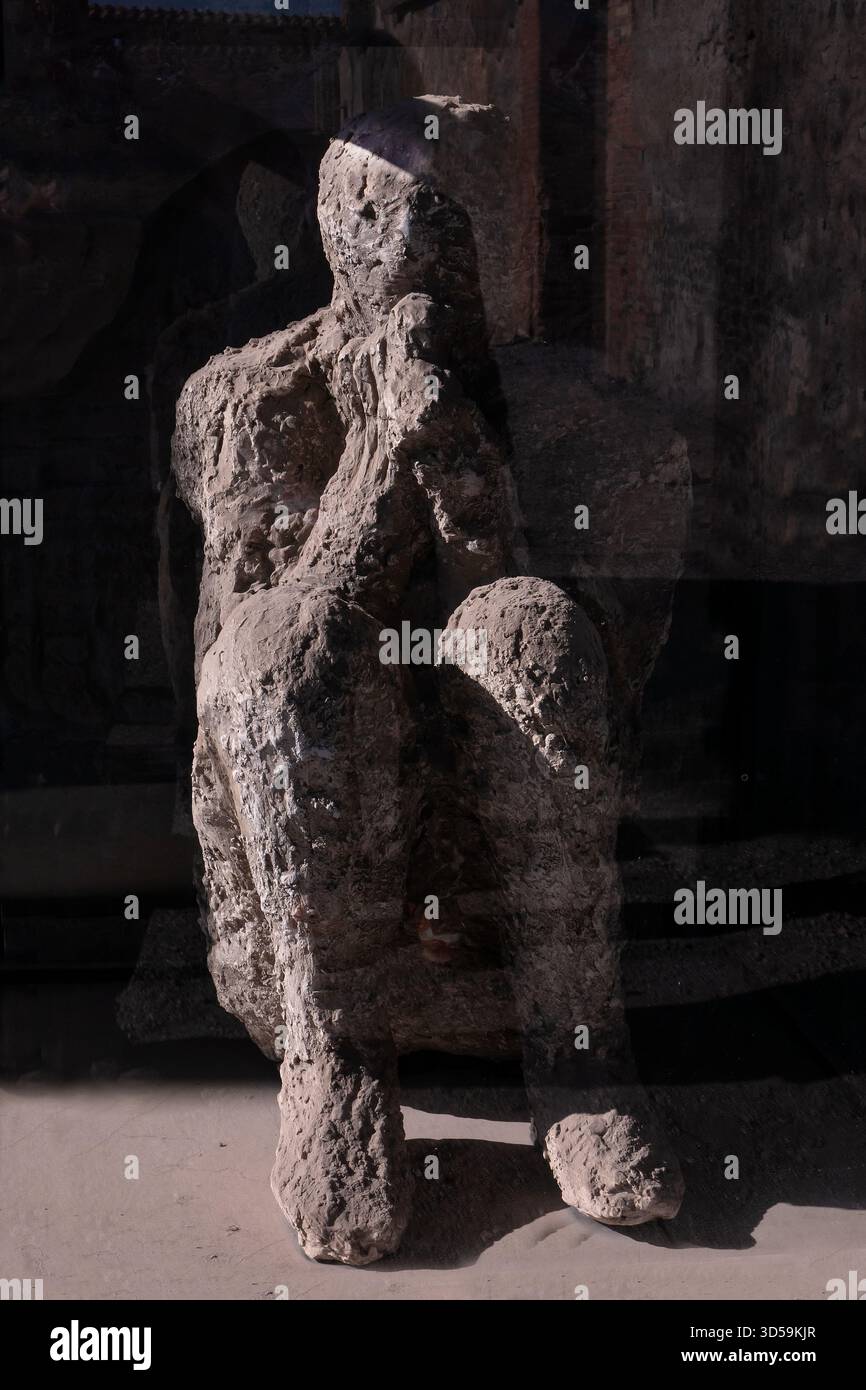 Plaster cast of the muleateer a victims of the 79 AD eruption of Mount ...