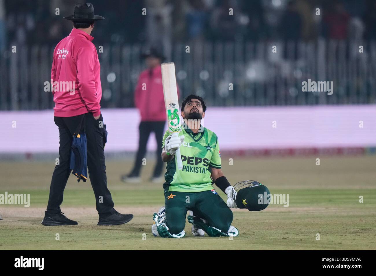 Pakistan's Babar Azam celebrates after his century during the second ...