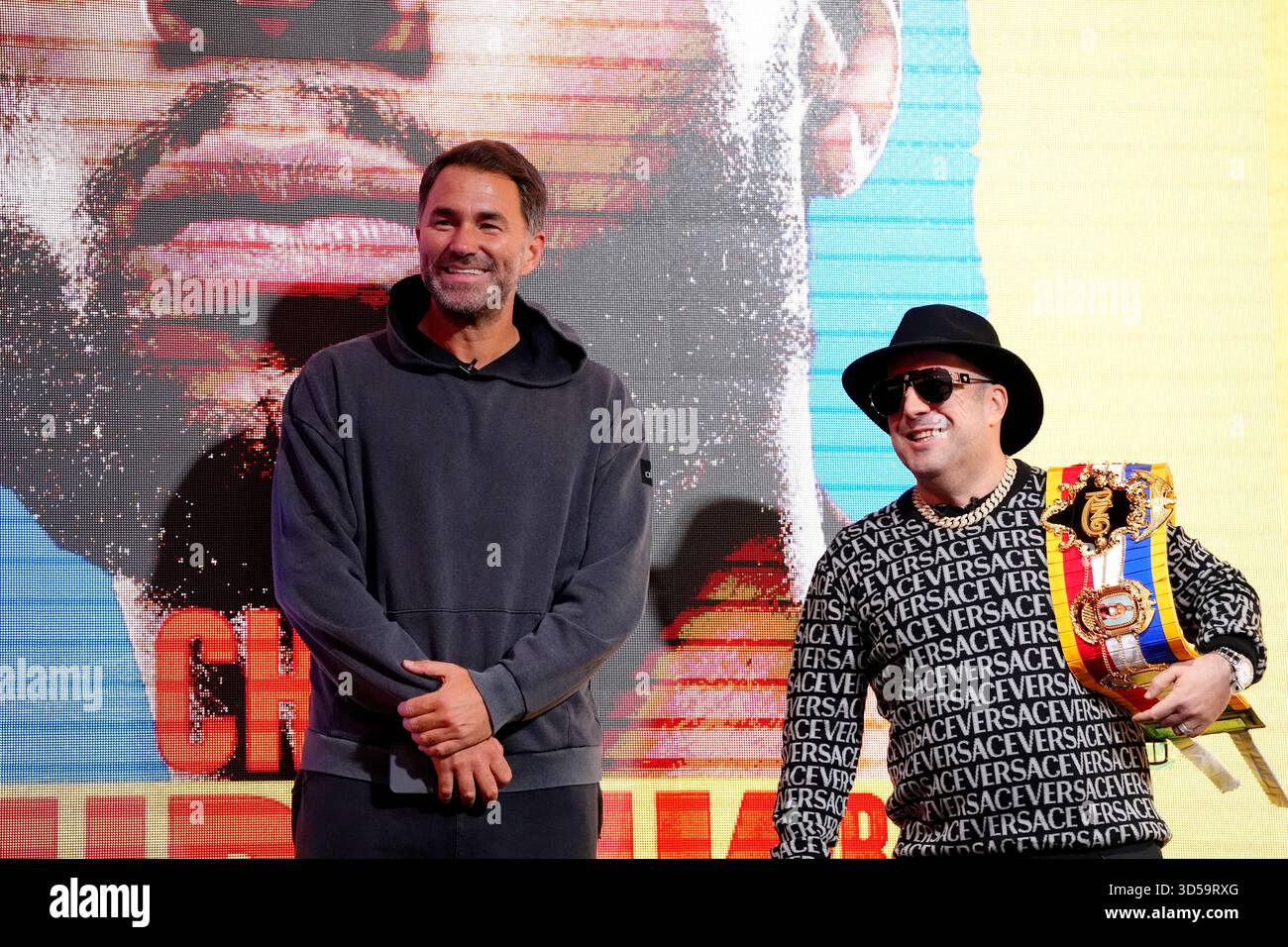 Promoter Eddie Hearn (left) and Ring Magazine COO Rick Reeno during the ...