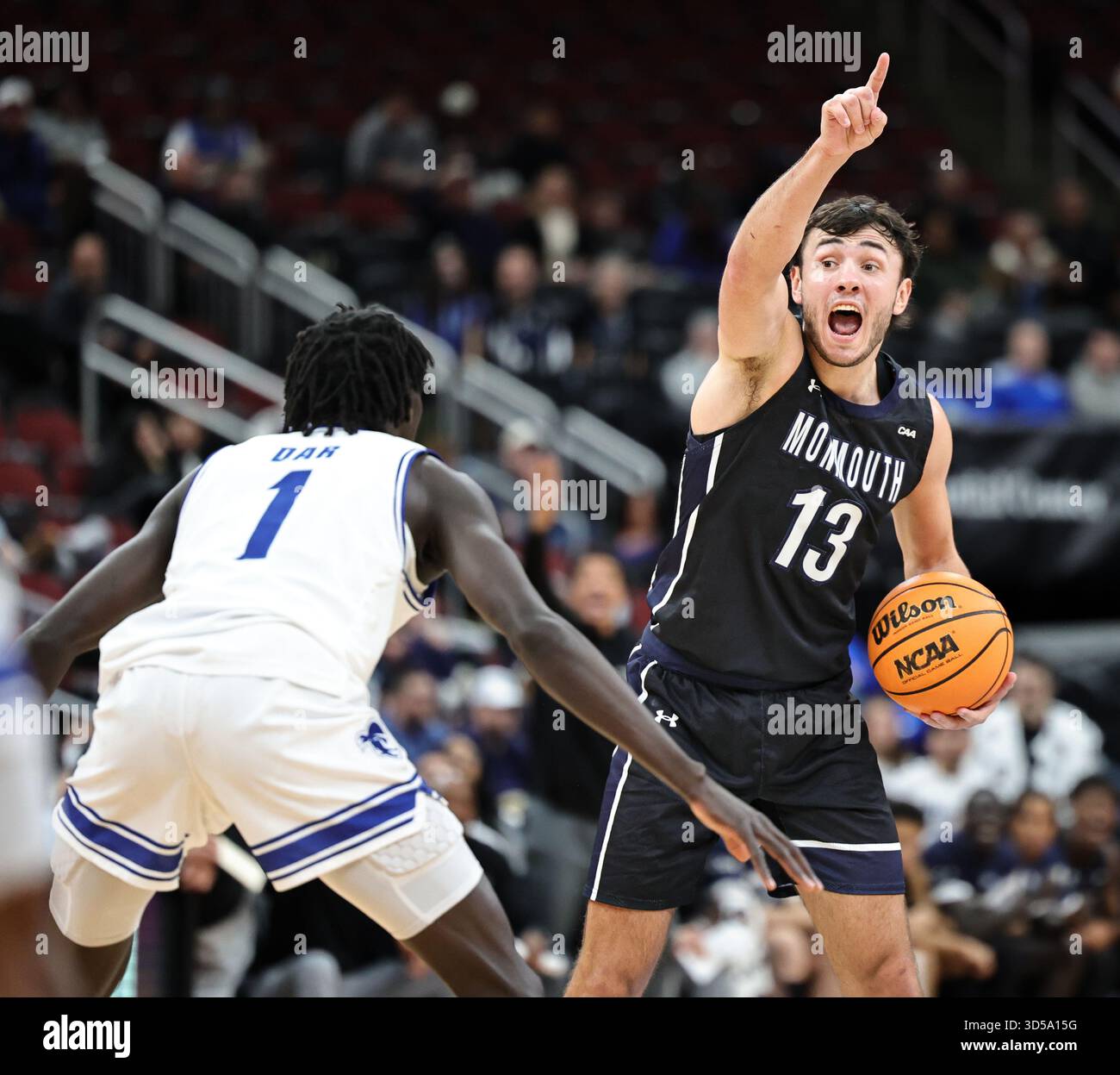 Nov 13, 2025; Newark, New Jersey, USA; Monmouth Hawks guard Jack ...