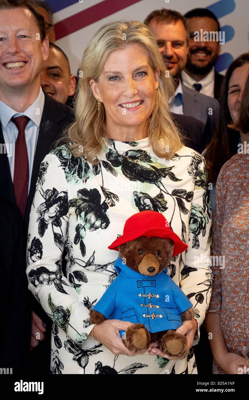 The Duchess of Edinburgh holding a Paddington Bear toy at the British ...