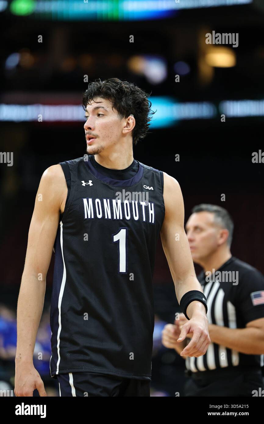 Nov 13, 2025; Newark, New Jersey, USA; Monmouth Hawks forward Jason ...