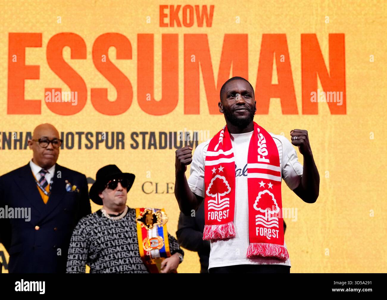Ekow Essuman during the weigh-in at York Hall, London. Chris Eubank Jr ...