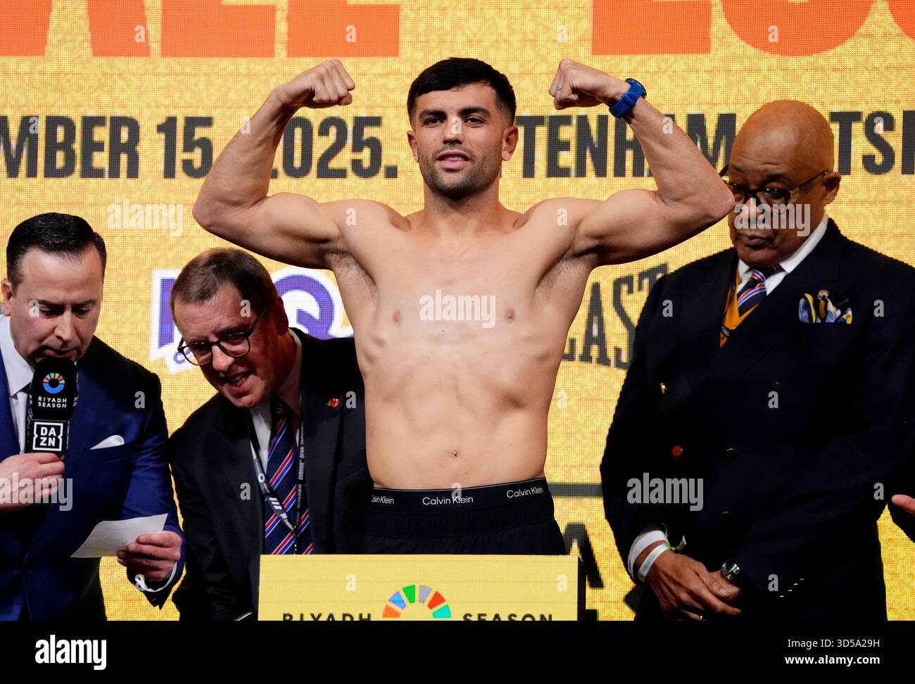 Jack Catterall during the weigh-in at York Hall, London. Chris Eubank ...