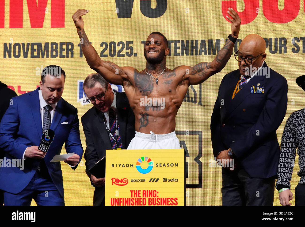 Kurt Scoby during the weigh-in at York Hall, London. Chris Eubank Jr ...