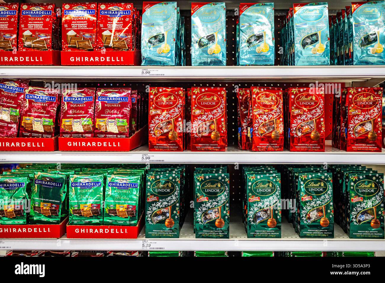 Christmas chocolates on display at a Target store including Ghirardelli ...