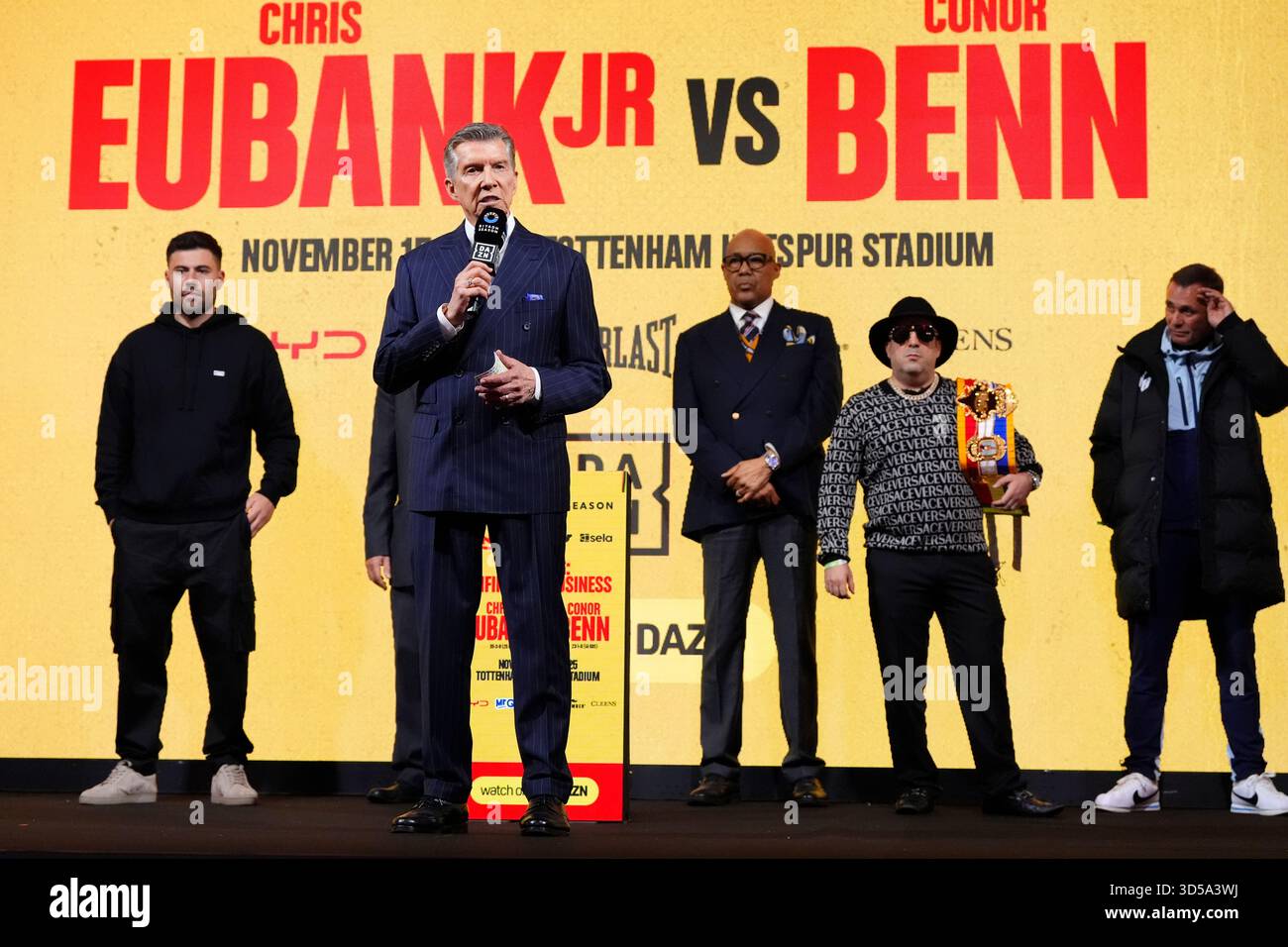 Ring announcer Michael Buffer during the weigh-in at York Hall, London. Chris Eubank Jr and ...