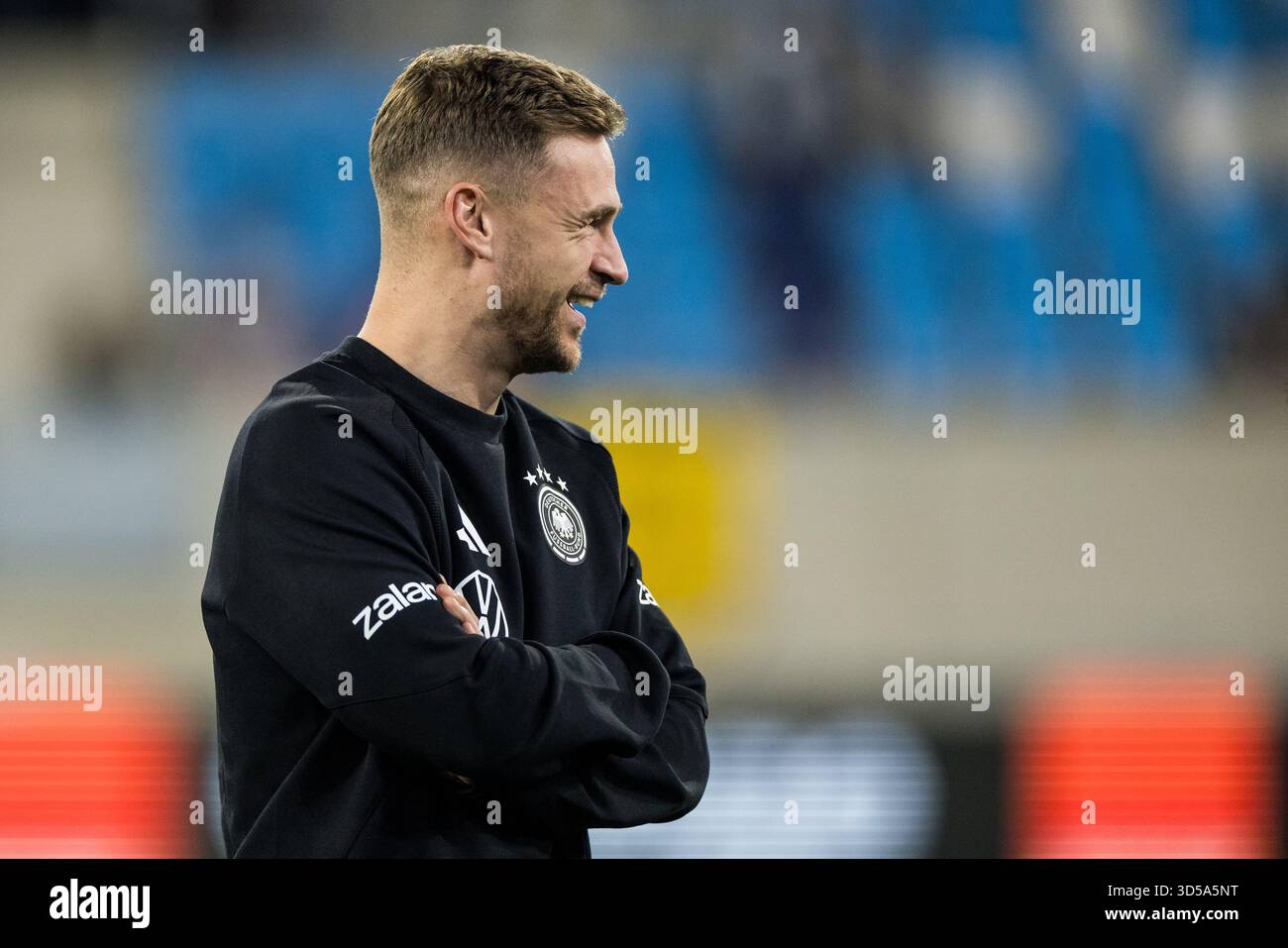 Joshua Kimmich (Germany, 6) laughing during the pitch inspection FIFA ...
