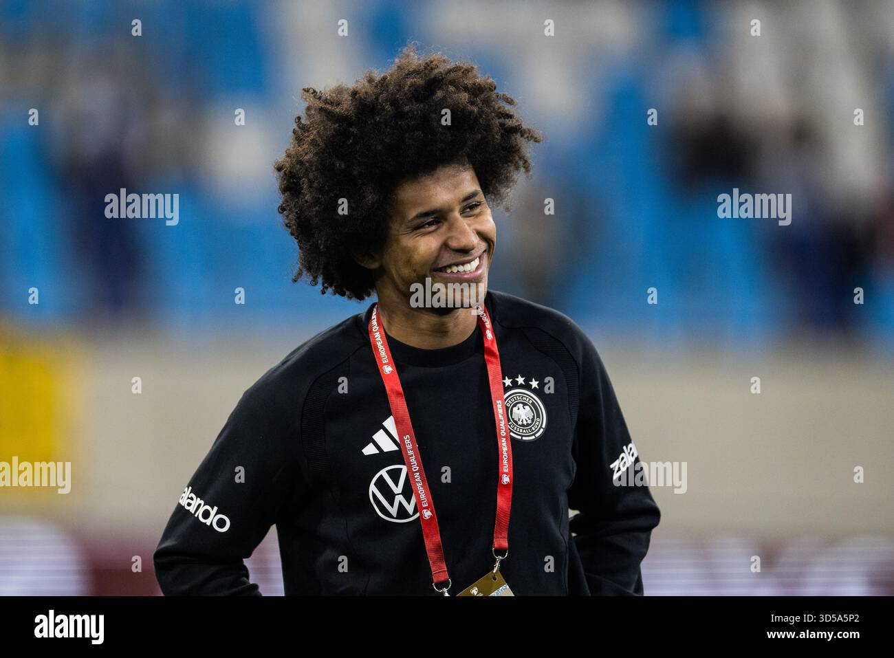 Karim Adeyemi (Germany) laughing during the pitch inspection FIFA World ...