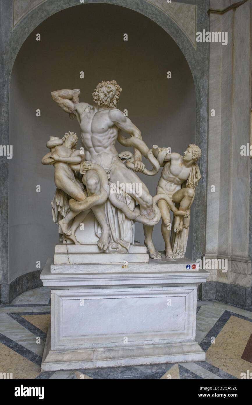 Photo of original ancient marble sculpture Laocoon group of priests ...