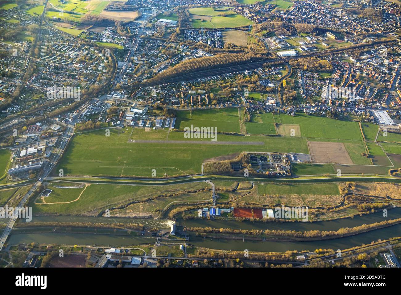 Aerial view, conversion of Lippewiesen FuerHamm to the water, Hamm ...