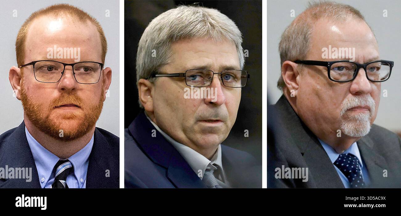FILE - This combination of photos shows, from left, Travis McMichael ...