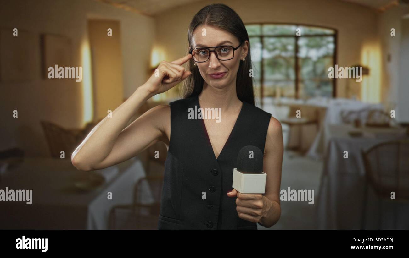 Woman reporter wearing glasses hi-res stock photography and images - Alamy