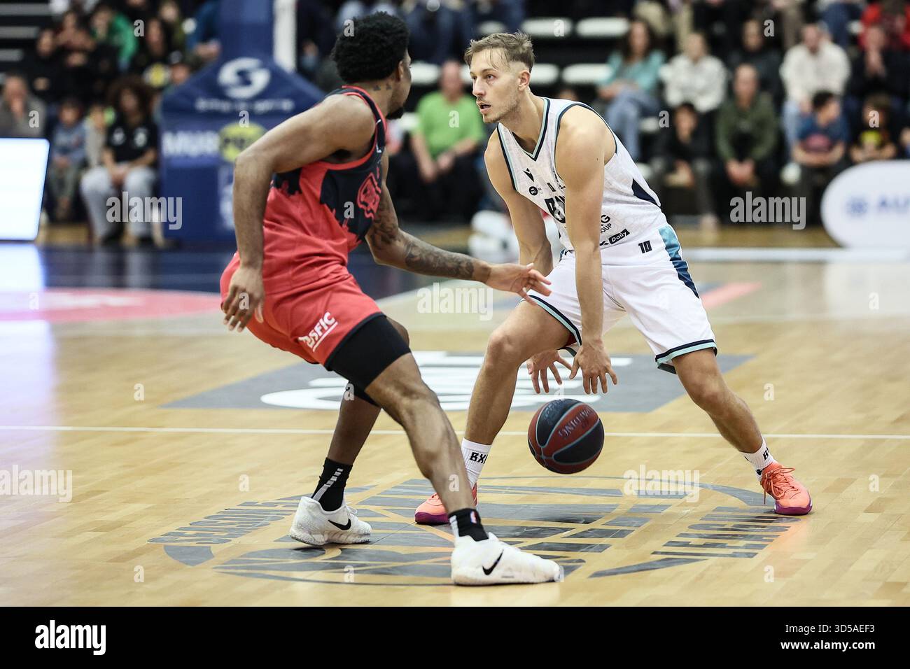 Brussels' Louis Hazard pictured in action during a basketball match ...