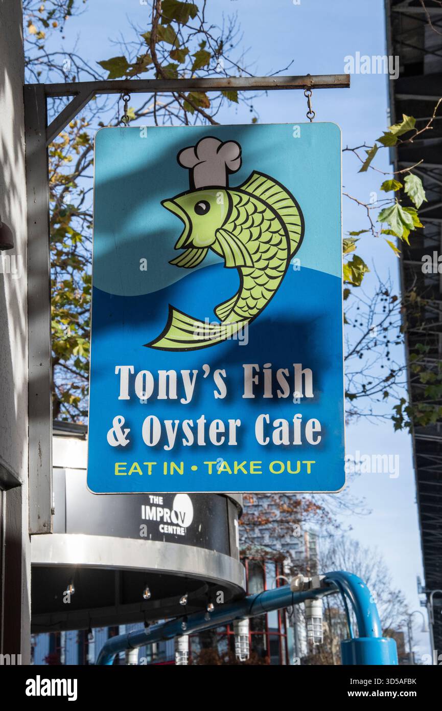 Tony's Fish & Oyster Cafe sign at Granville Island in Vancouver ...