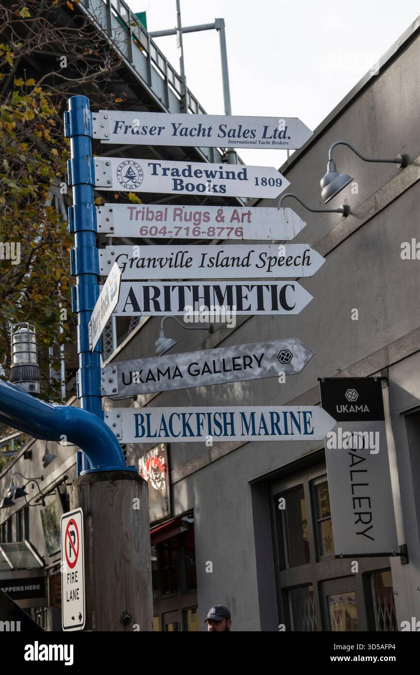 Directional street signs to amenities and attractions at Granville ...