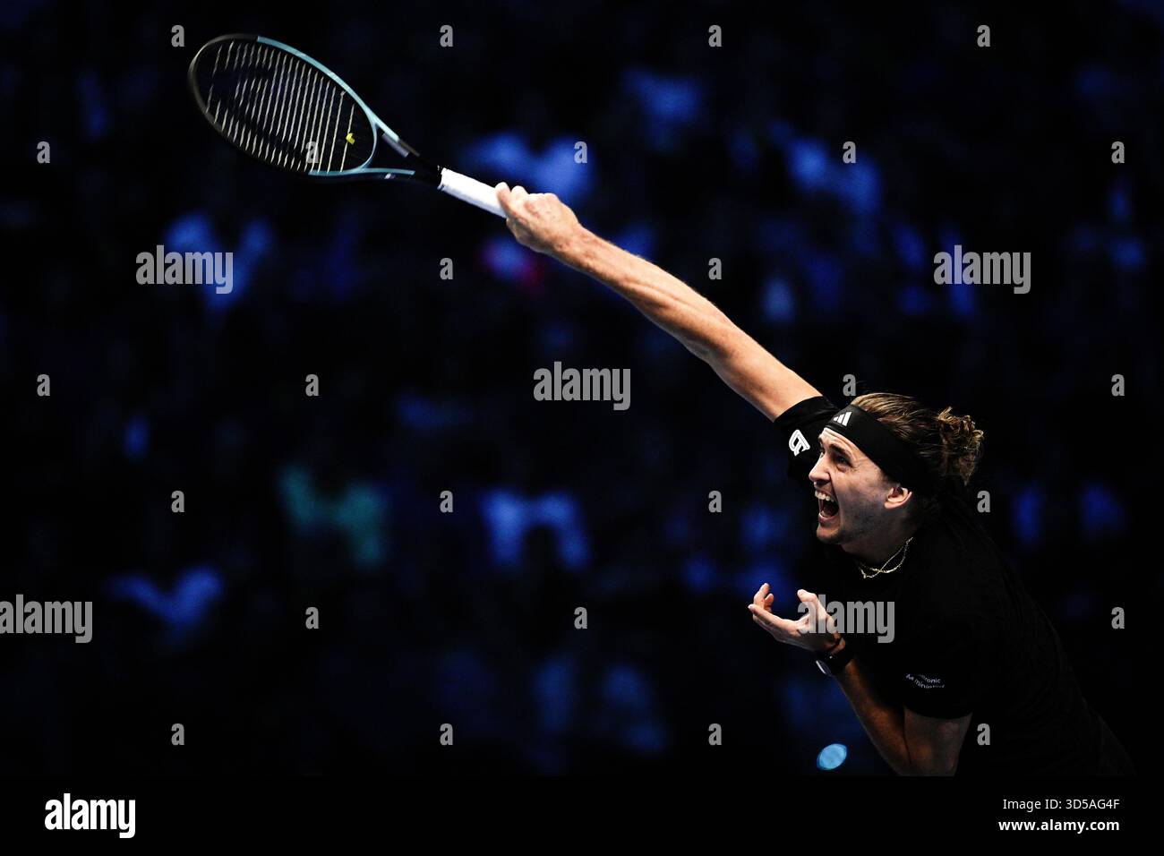Germany's Alexander Zverev serves against Canada's Felix Auger ...