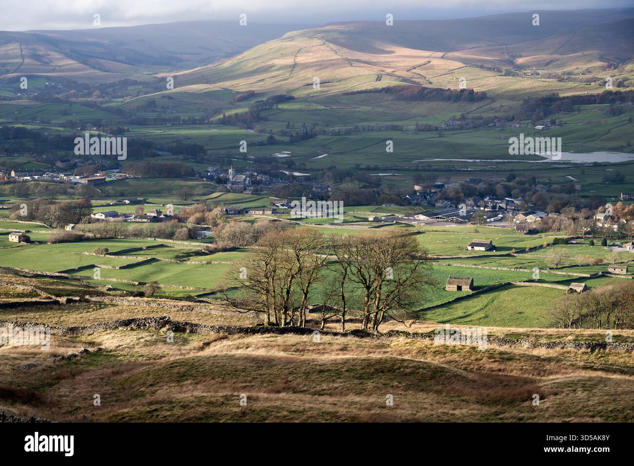 An autumn view over the market town of Hawes in Wensleydale, Yorkshire ...
