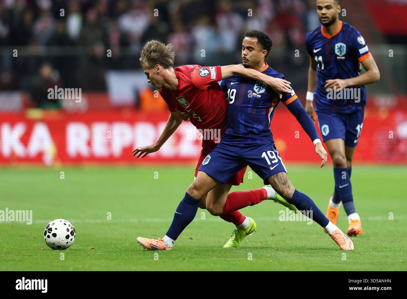 Jan Ziolkowski of Poland and. Justin Kluivert of Netherlands during the ...