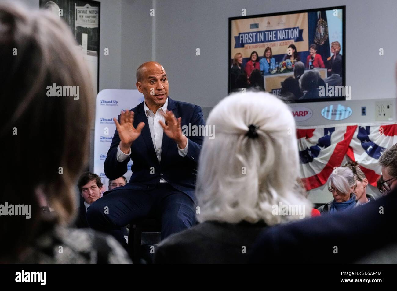 Sen. Cory Booker, D-N.J., addresses a gathering Friday, Nov. 14, 2025 ...