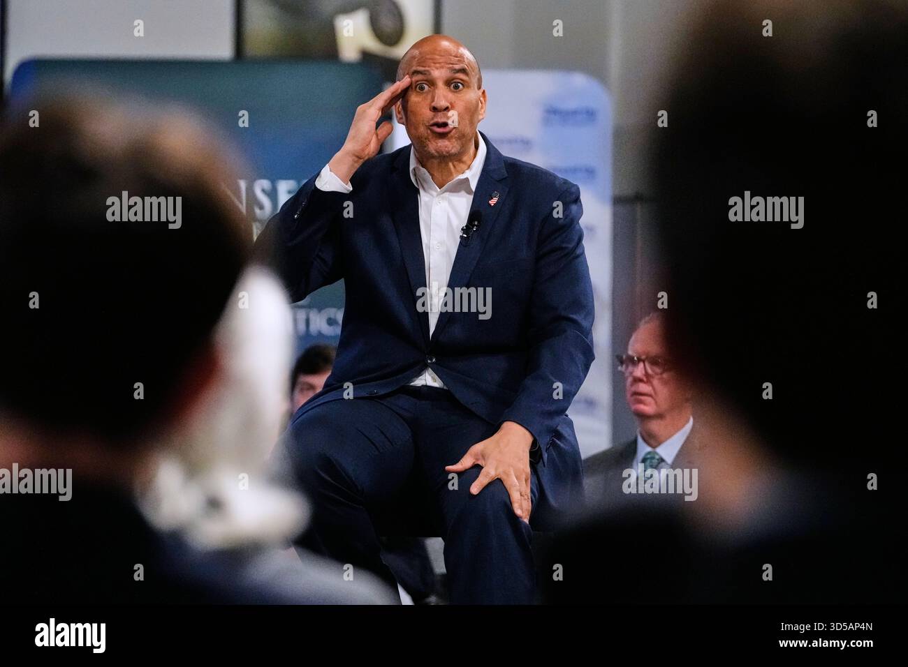 Sen. Cory Booker, D-N.J., addresses a gathering Friday, Nov. 14, 2025 ...