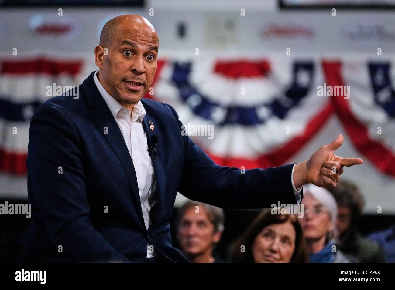 Sen. Cory Booker, D-N.J., addresses a gathering Friday, Nov. 14, 2025 ...