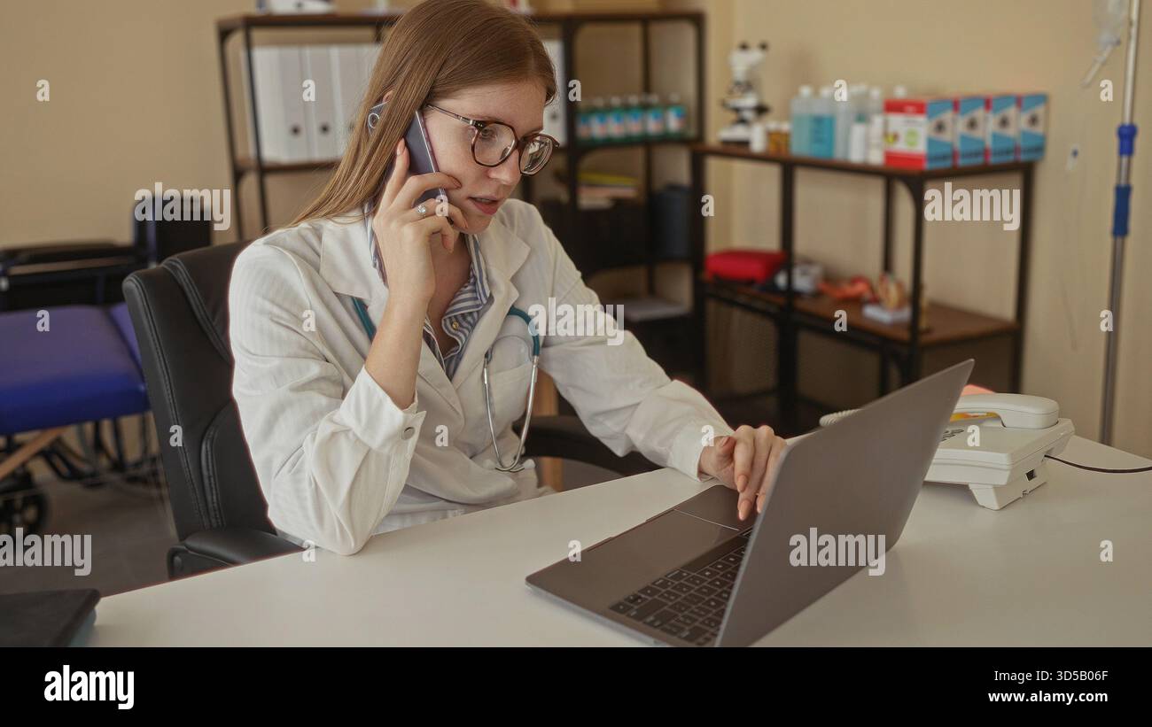 Woman holds phone ear types hi-res stock photography and images - Alamy