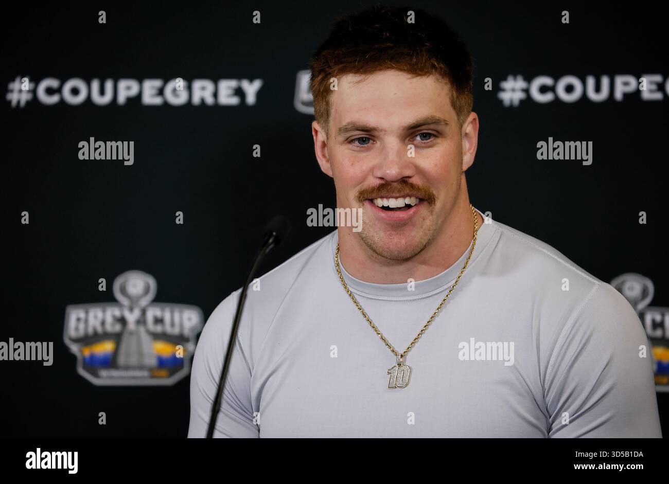Montreal Alouettes quarterback Davis Alexander speaks to the media ...