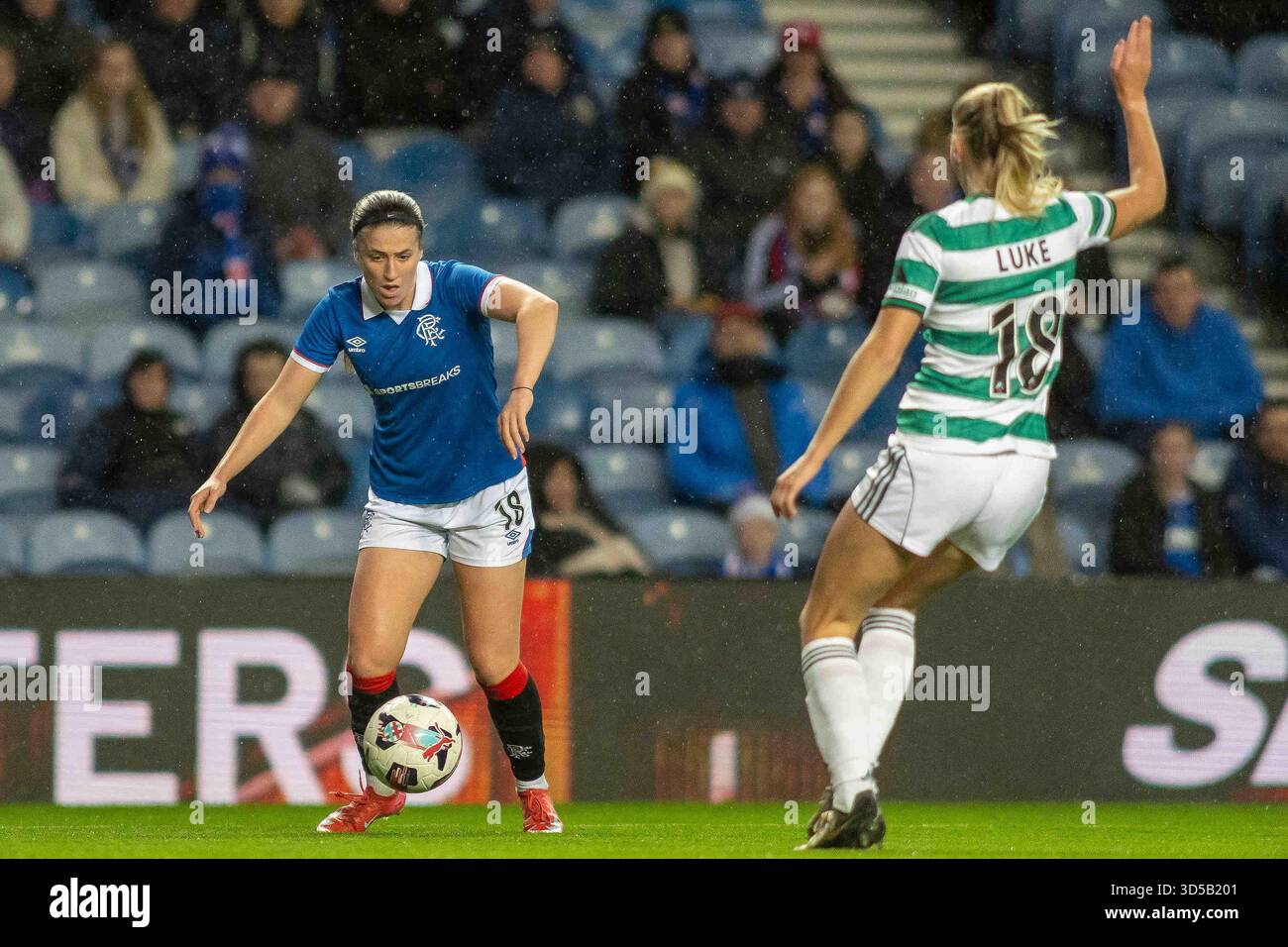Govan, Scotland. 14 November 2025. Laura Berry of Rangers FC plays the ...