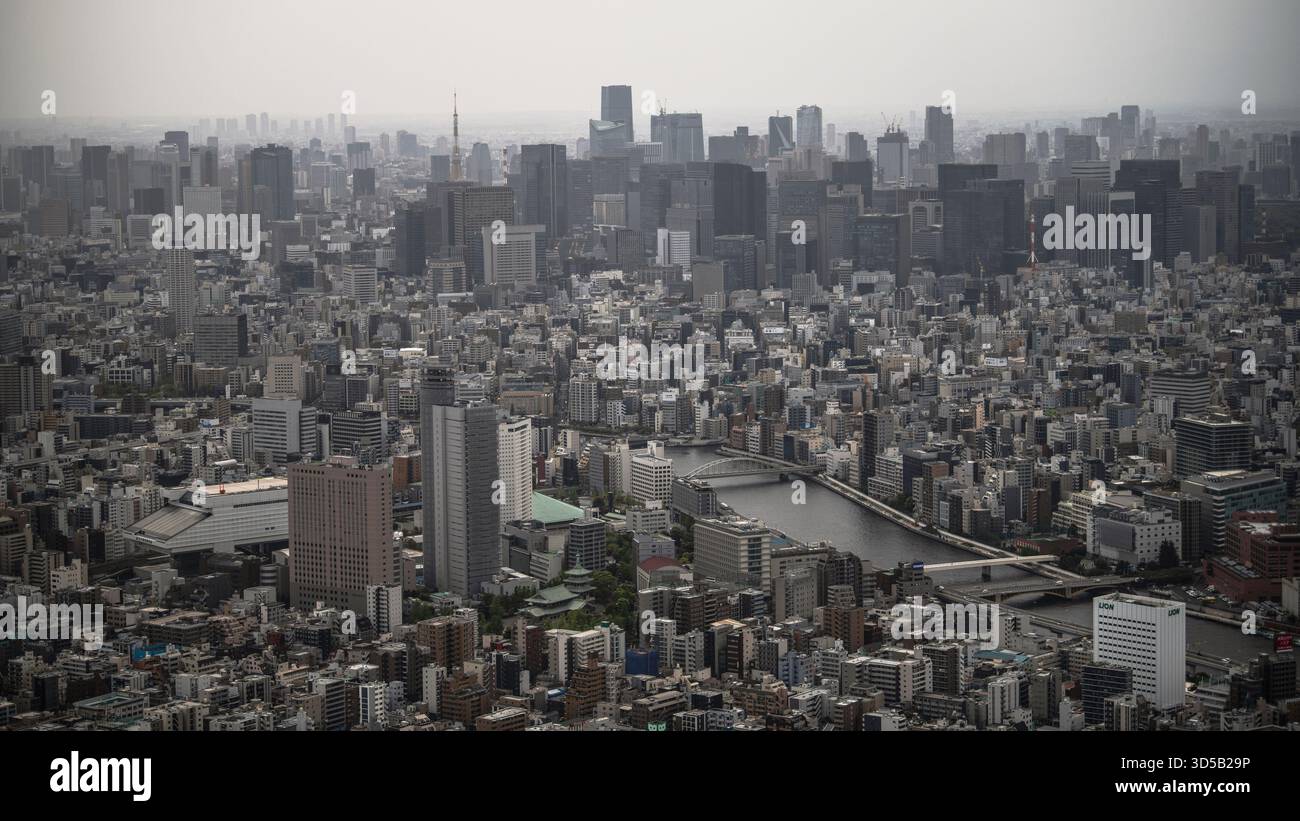 Panoramic aerial view of Tokyo captured from the Tokyo Skytree, ne of ...