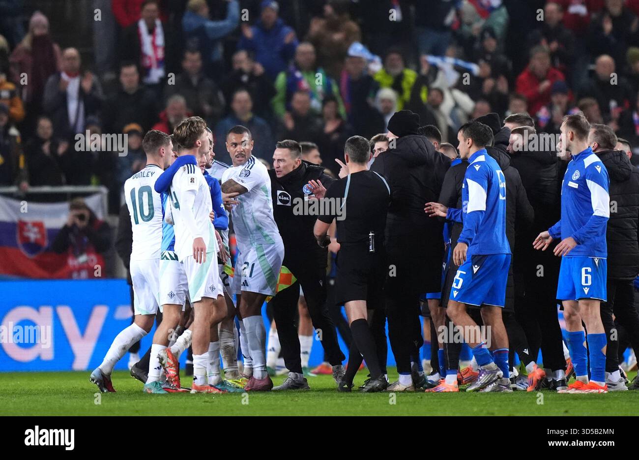 Tempers fray between Northern Ireland and Slovakia players during the ...
