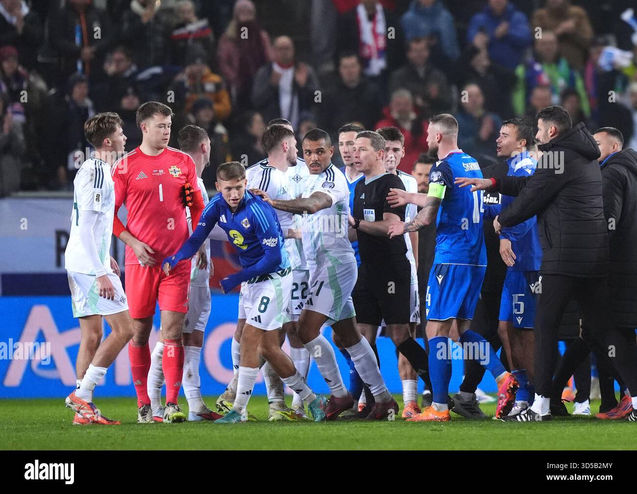Tempers fray between Northern Ireland and Slovakia players during the ...