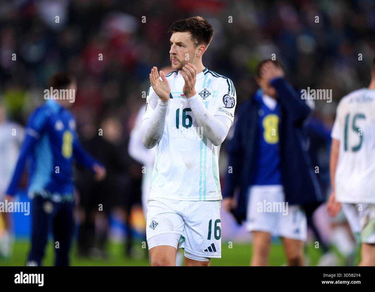 Northern Ireland's Brad Lyons applauds the fans following the 2026 FIFA ...