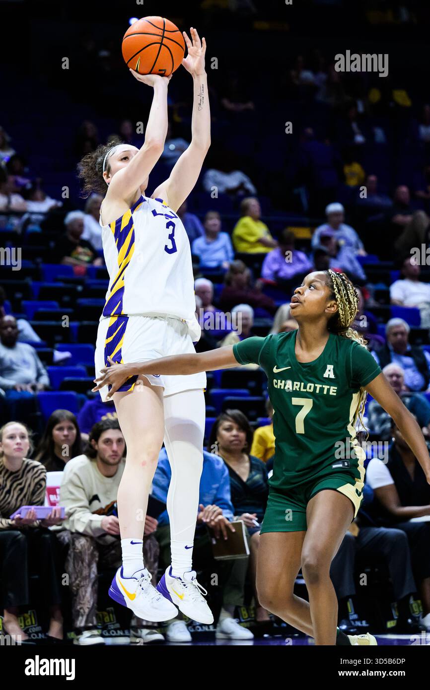 LSU guard Bella Hines (3) shoots in the second half of a NCAA college ...