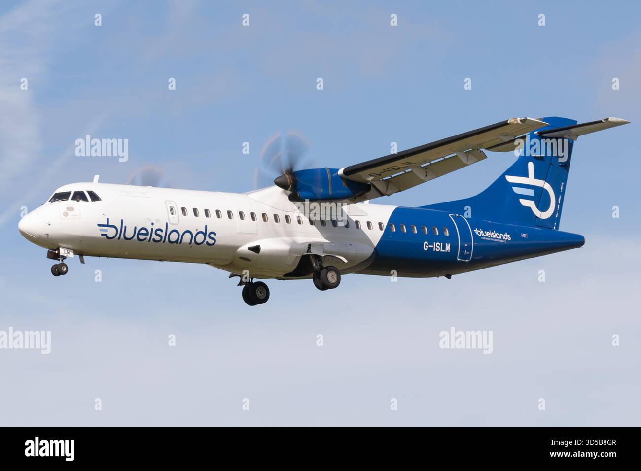 A Blue Islands ATR 72 lands at Jersey Airport, St Peter, St Helier ...