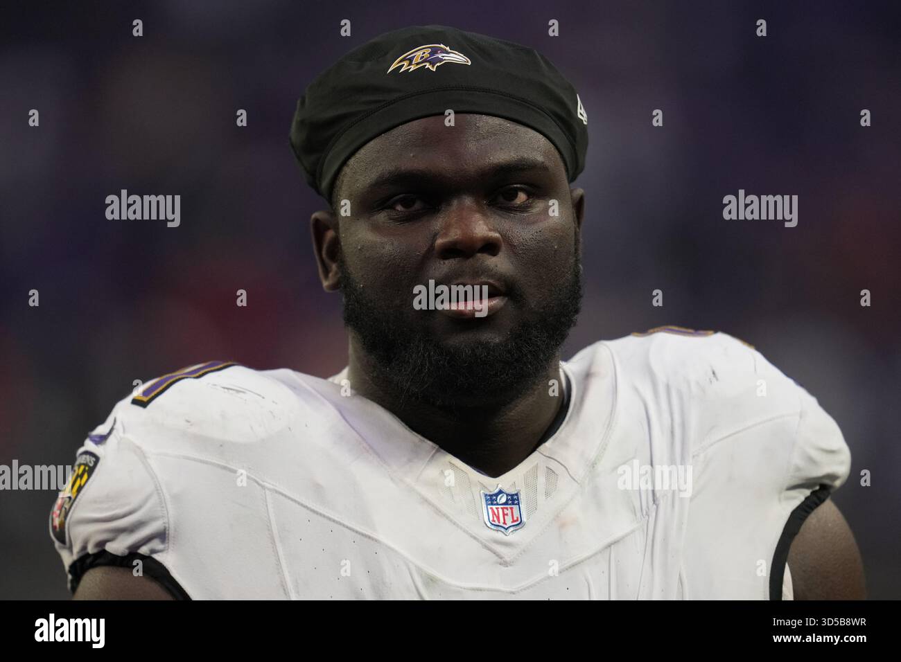 Baltimore Ravens defensive end C.J. Okoye (91) leaves the field after ...